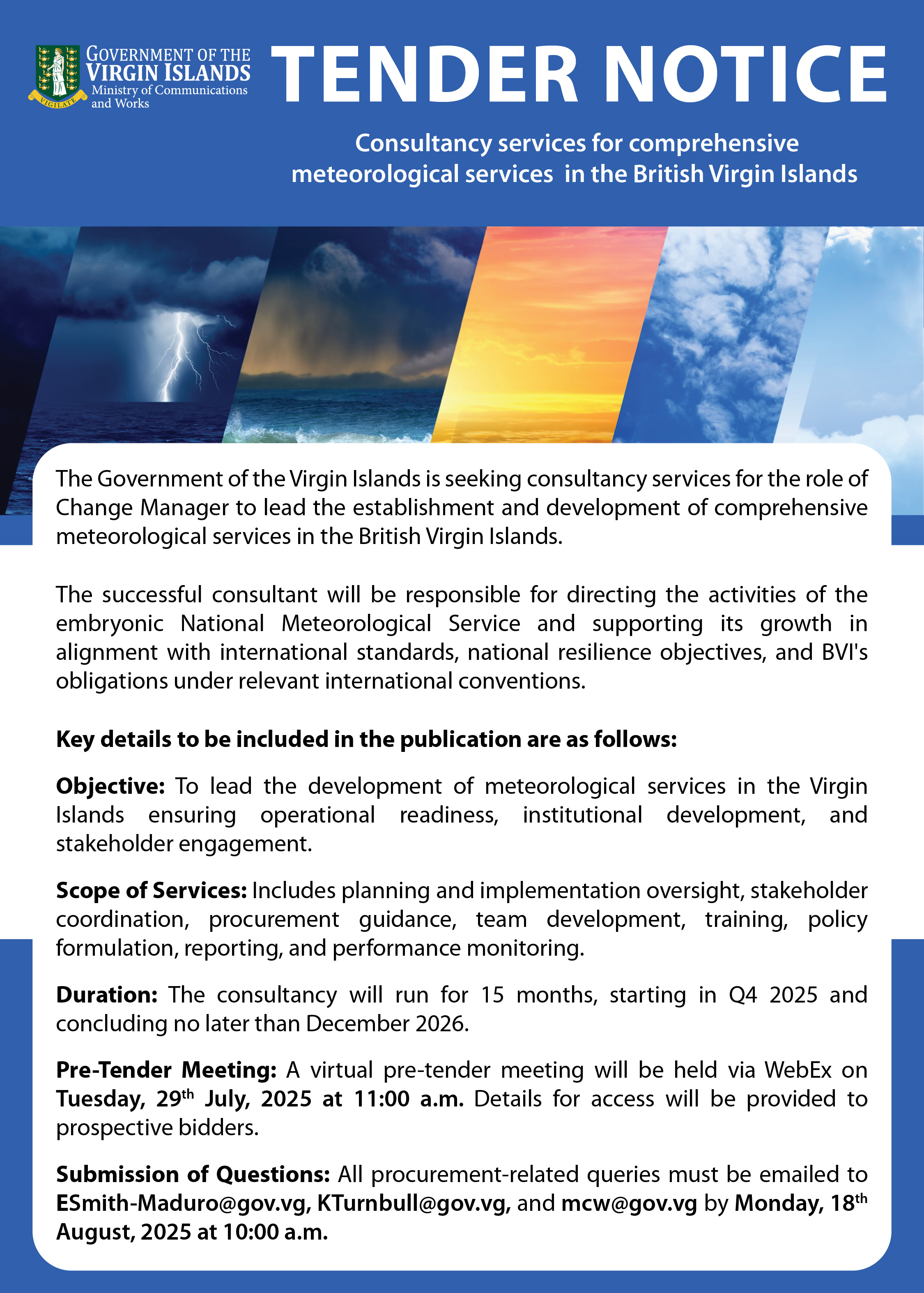 Open Tender for Consultancy - Change Manager (National Meteorological ...