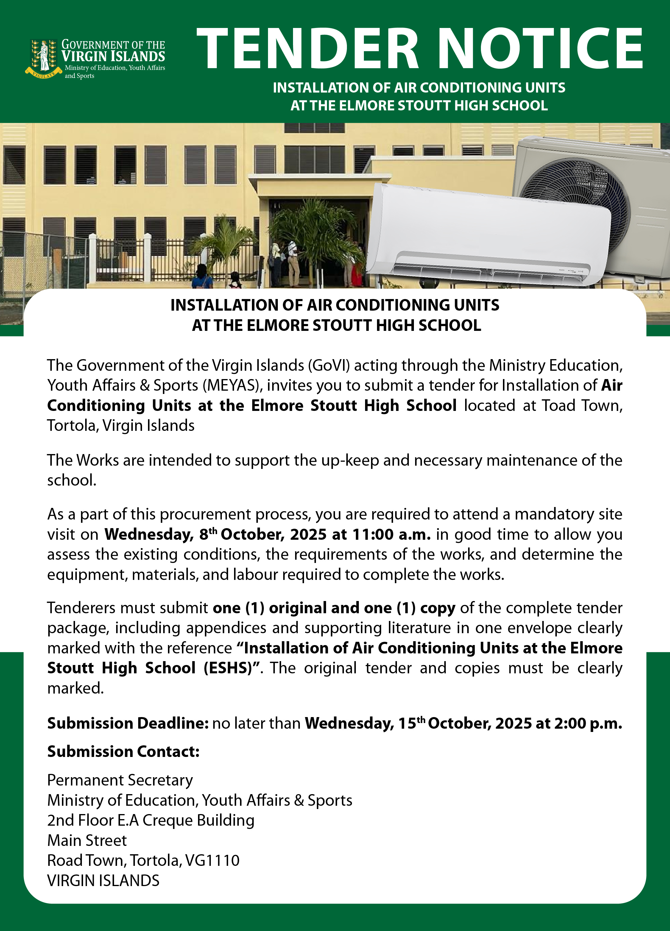 Installation of Air Conditioning Units at the Elmore Stoutt High School ...