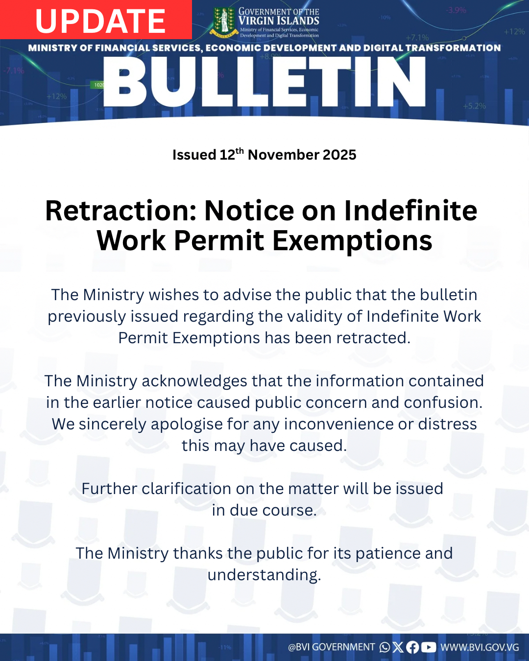 UPDATE: Notice on Indefinite Work Permit Exemptions | GOV.VG