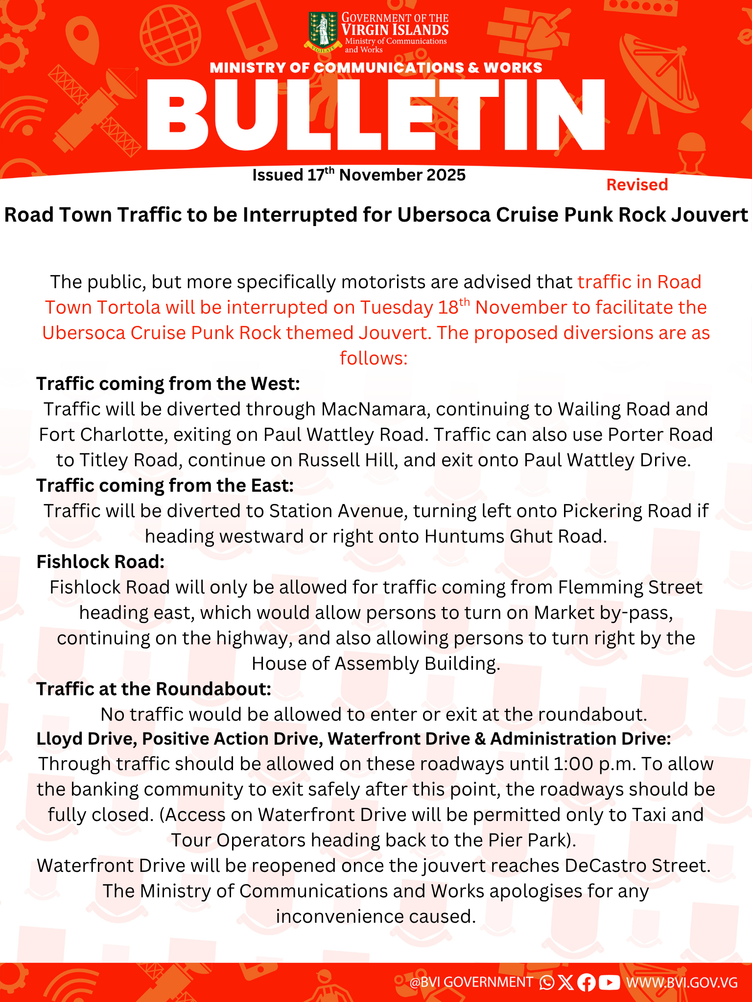 Road Town Traffic to be Interrupted for Ubersoca Cruise Punk Rock ...