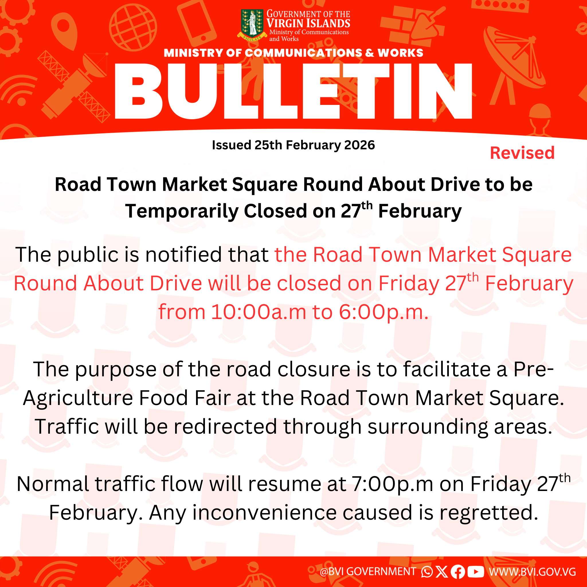 Road Town Roundabout Drive Through to be Temporarily Closed on 27th ...