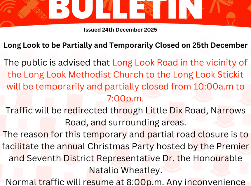 Long Look to be Partially and Temporarily Closed on 25th December | GOV.VG