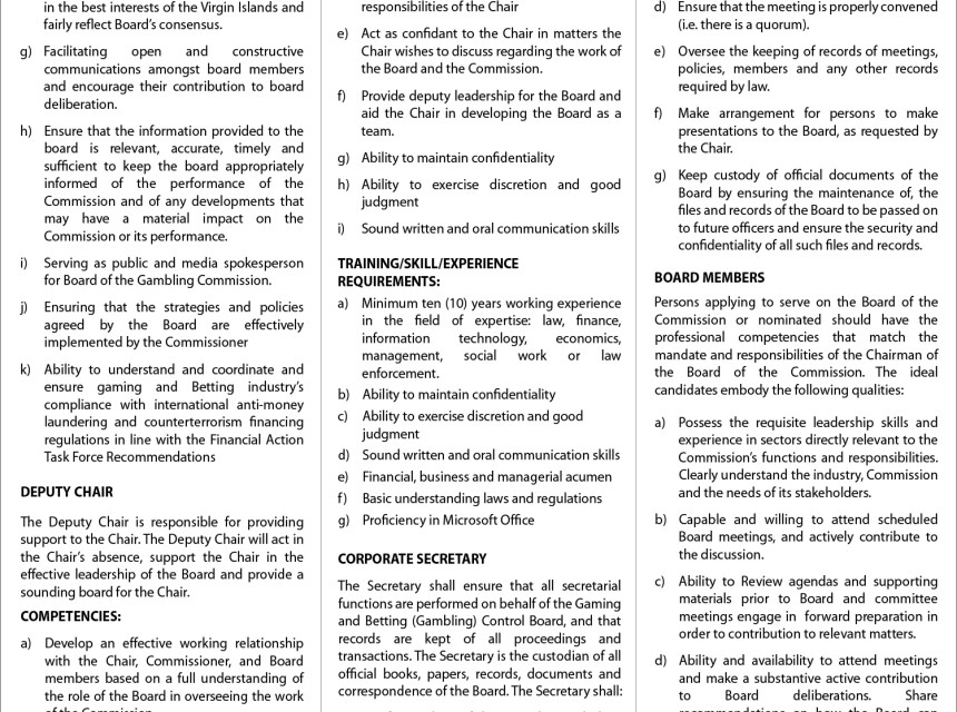 Vacancy - The Gaming and Betting (Gambling) Control Commission | GOV.VG