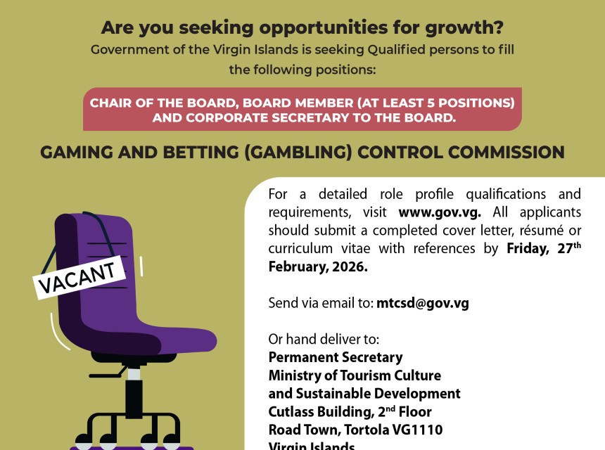 Vacancy - The Gaming and Betting (Gambling) Control Commission | GOV.VG